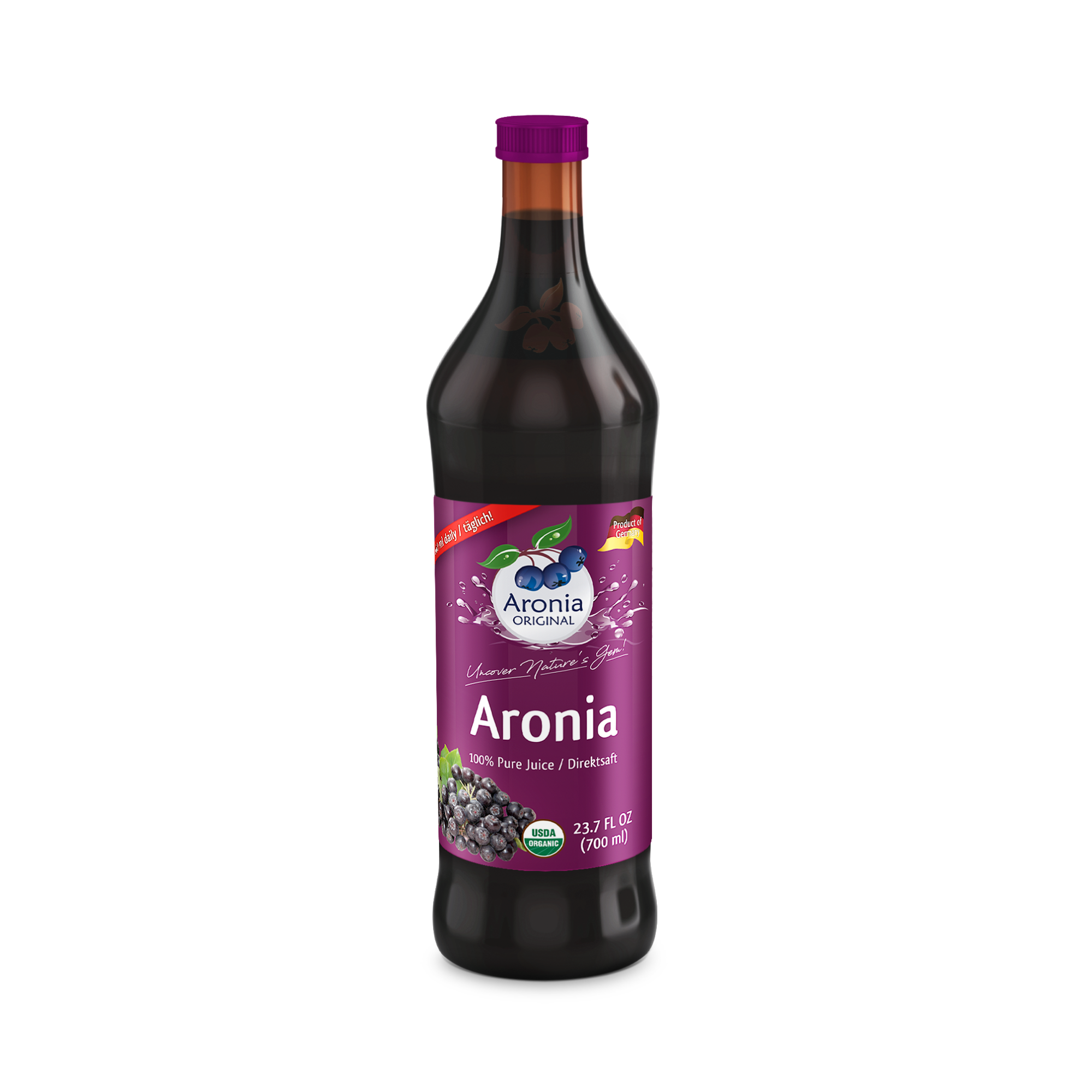 Organic Aronia Berry Juice - 23.7 fl oz (700 ml) Bottle - J&J Aronia